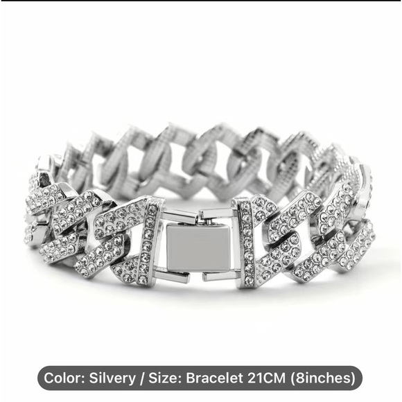 silver bracelet | Accessories | Mens Silver Rhinestone Bracelet | Poshmark